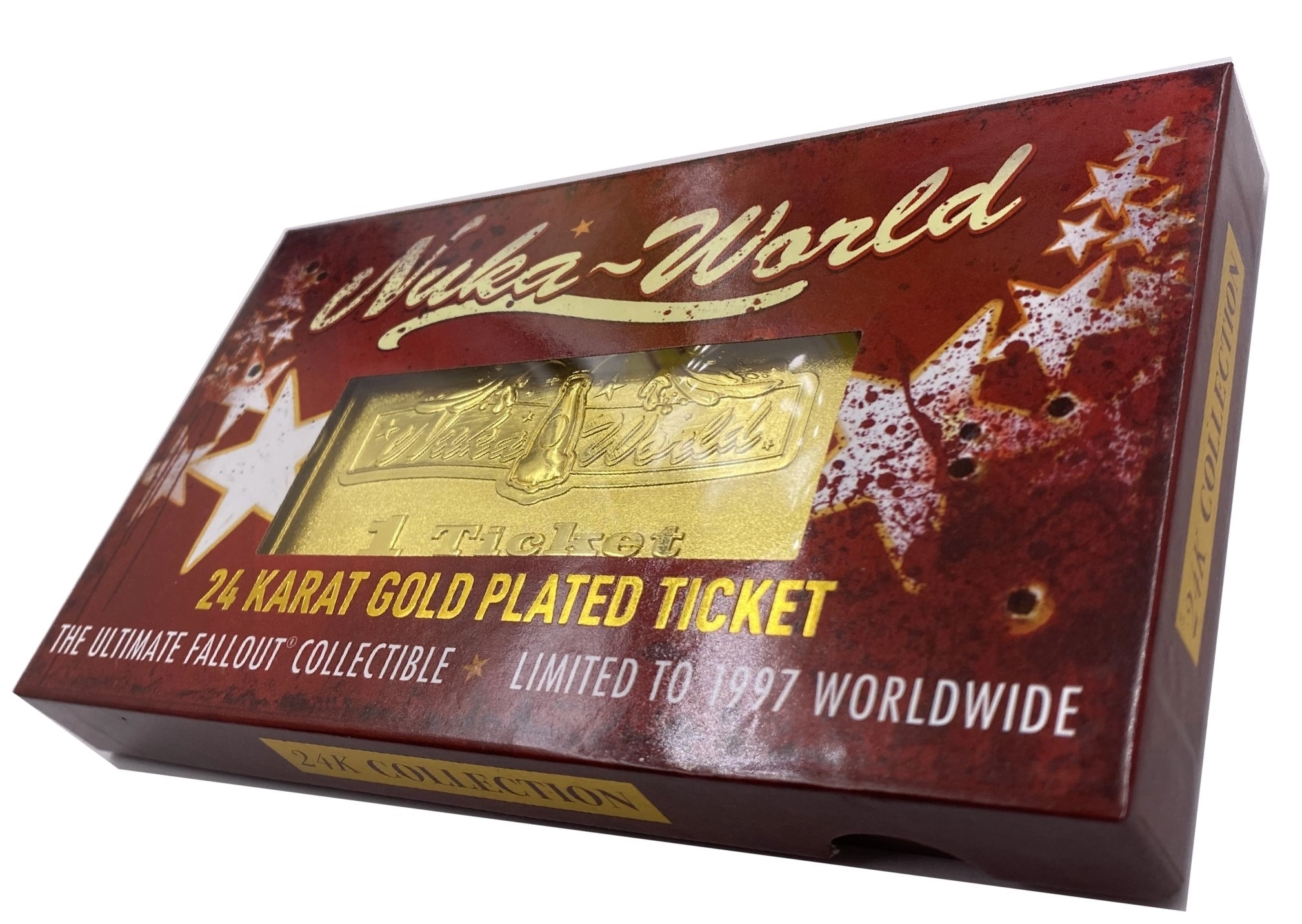 Fallout - nuka world - ticket plaqué or 24k collector