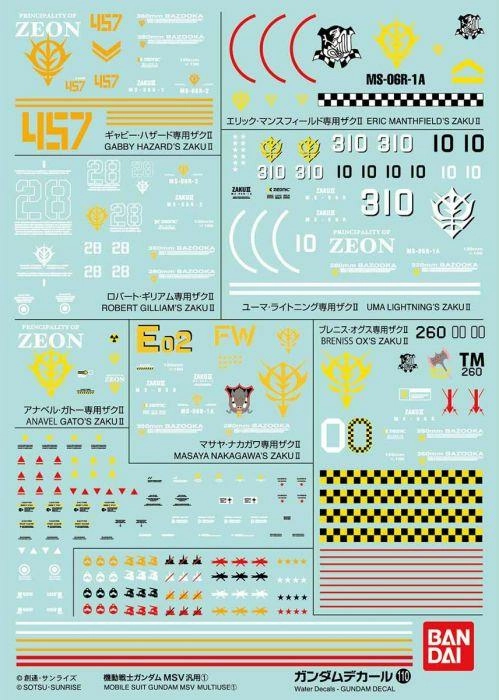 Gundam - rg 1/144 decal 110 msv - model kit : Référence Gaming