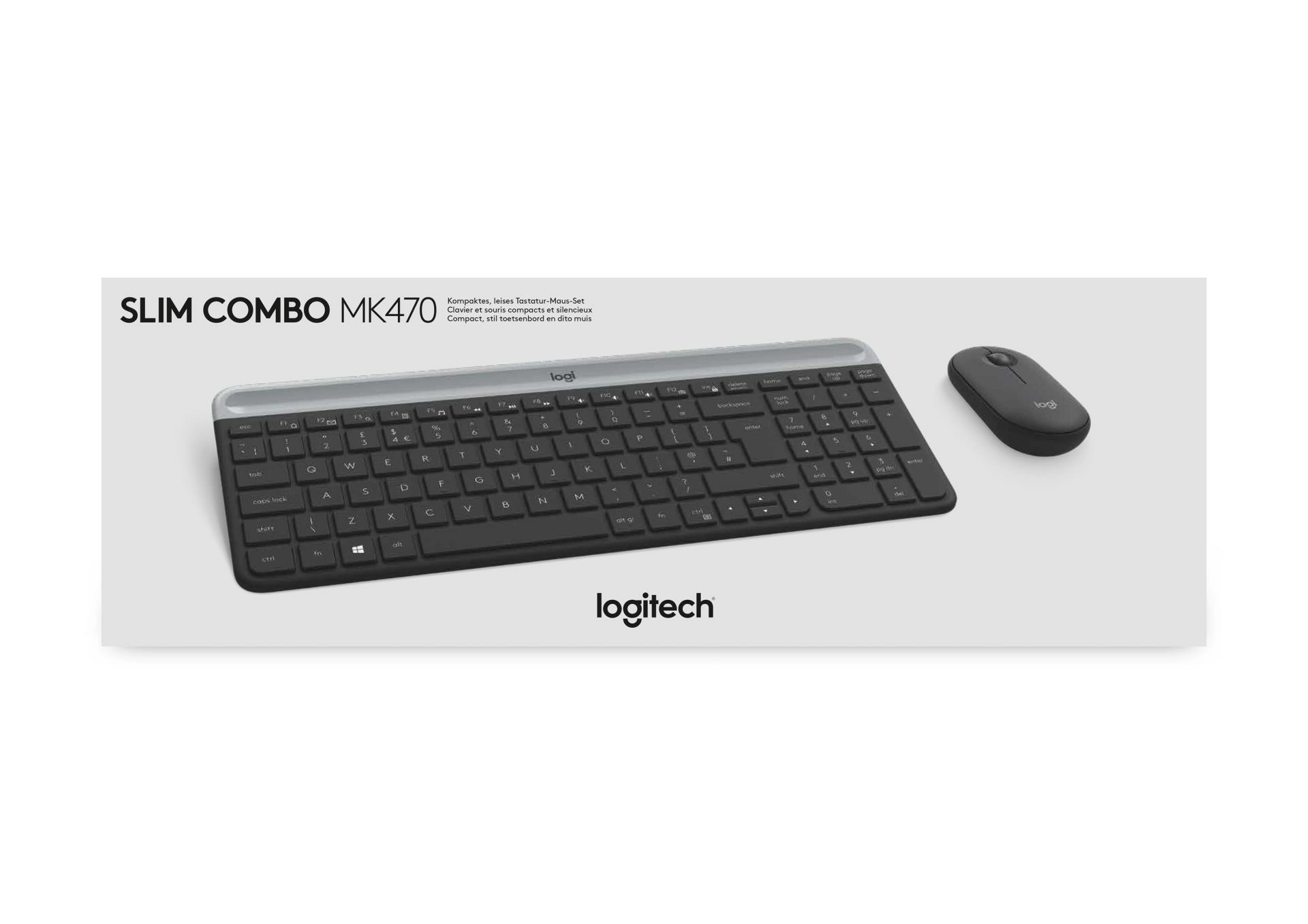 Logitech ensemble clavier et souris mince sans fil mk470 gris foncé ...
