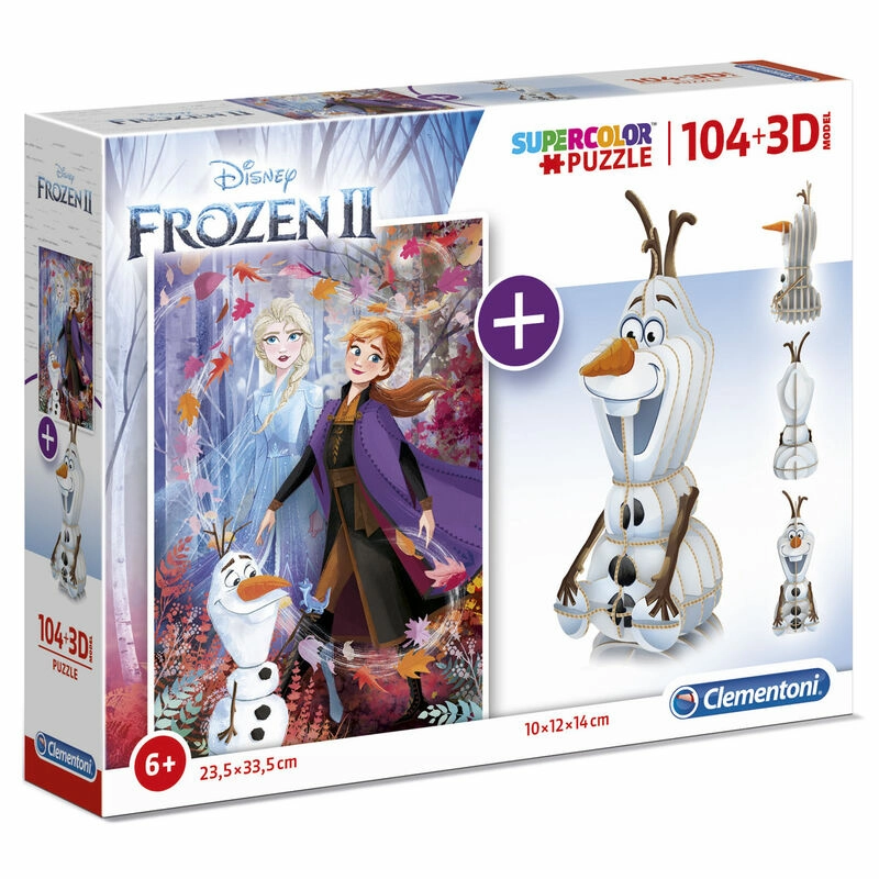 Disney - la reine des neiges 2 - puzzle 104p + figurine puzzle 3d
