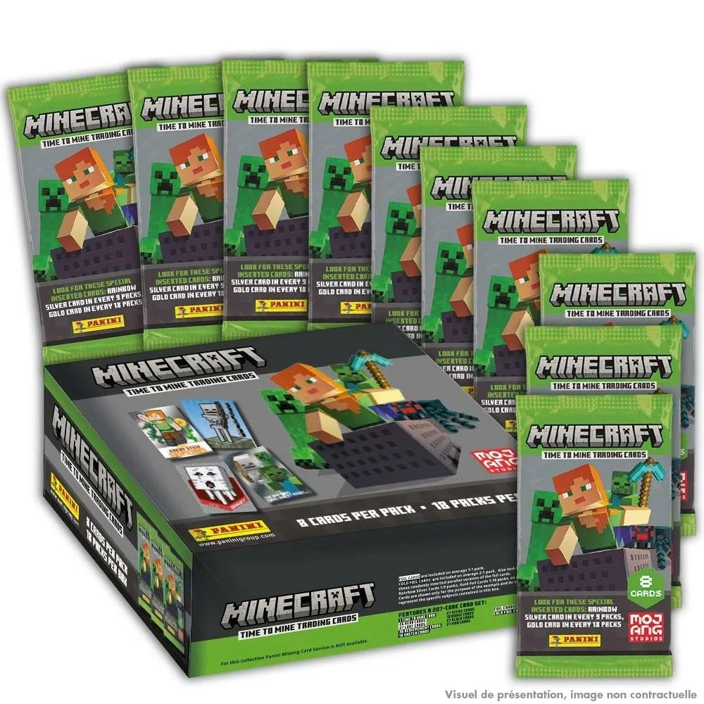 Panini - pochette de 8 stickers minecraft: time to mine trading cards ...
