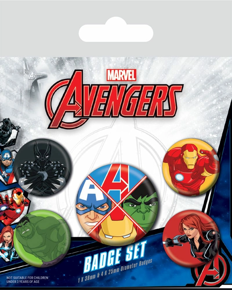 Marvel pack 5 badges avengers assemble