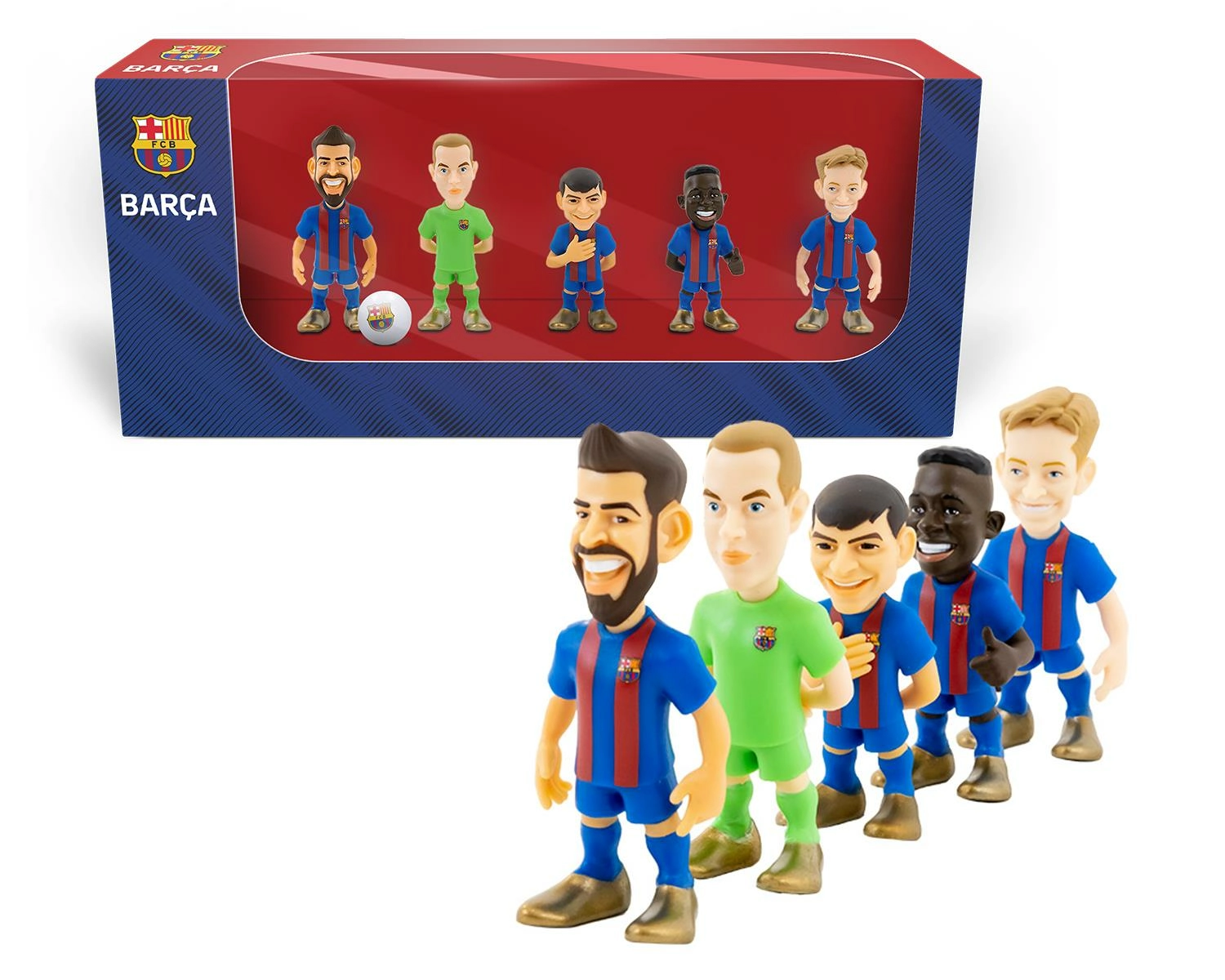 Minix - football - fc barcelona - pack de 5 - figurine 7cm