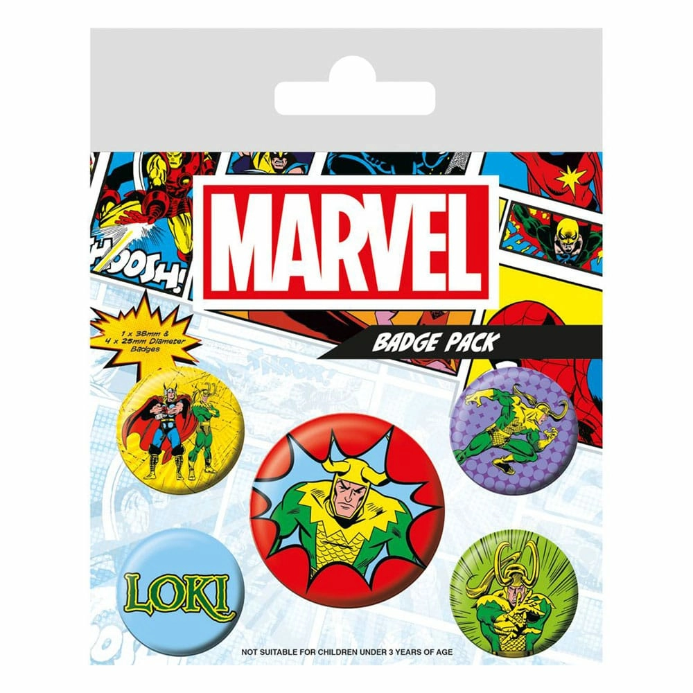 Marvel pack 5 badges loki comic