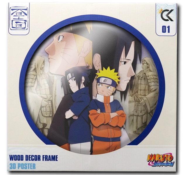 Naruto shippuden - naruto & sasuke -wood decor frame 3d poster 30x30cm