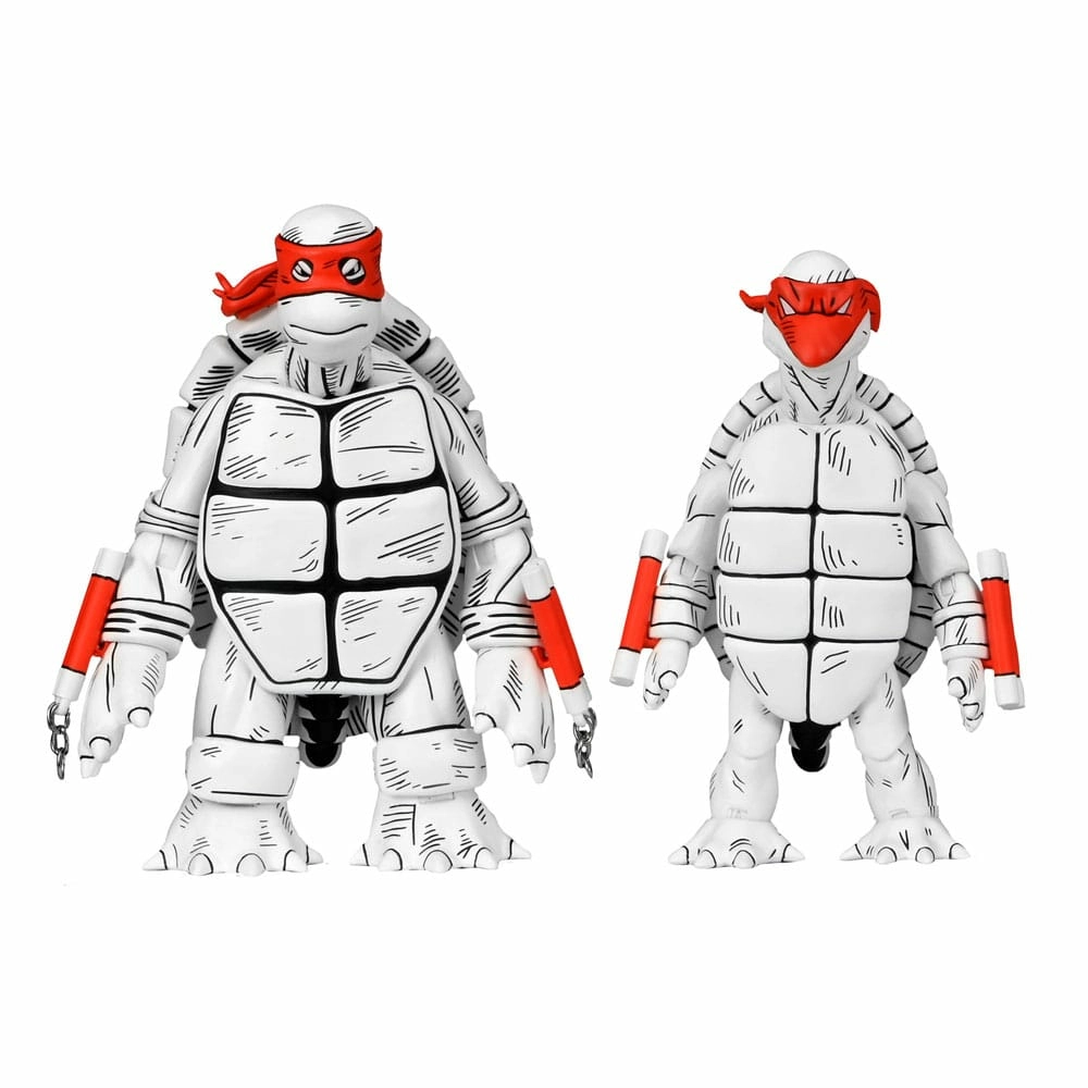 The first turtles black & white version pack 2 scale action figuras 18 ...