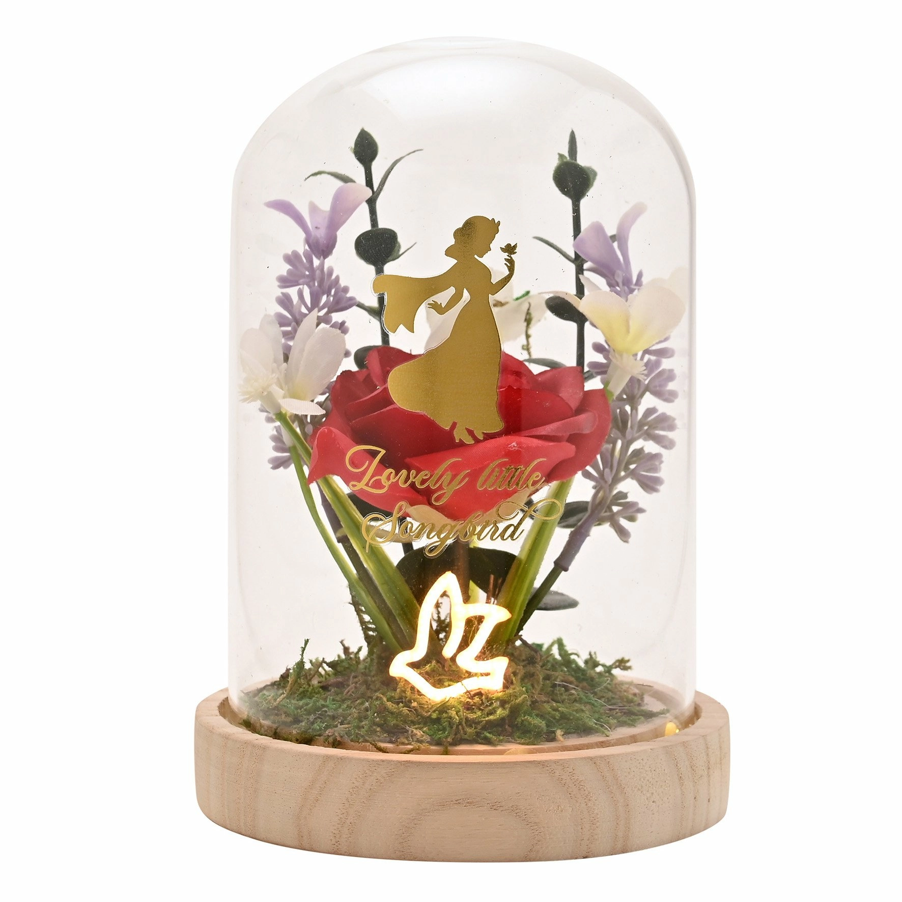 Disney princesses - blanche-neige - cloche florale avec lumière néon