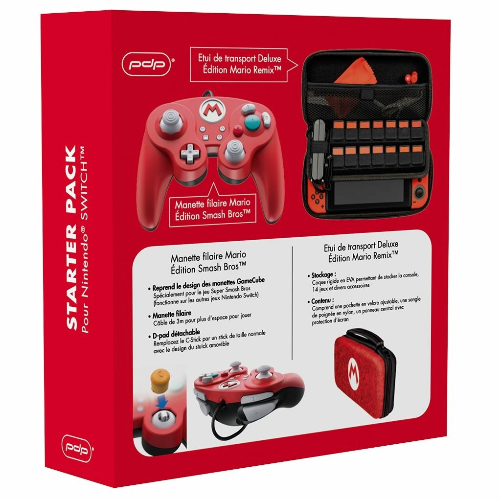 PDP Starter Pack Mario Manette + Etui de Transport - Switch
