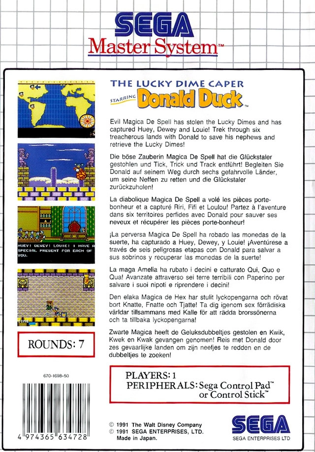 The Lucky Dime Caper Starring Donald Duck - Master system